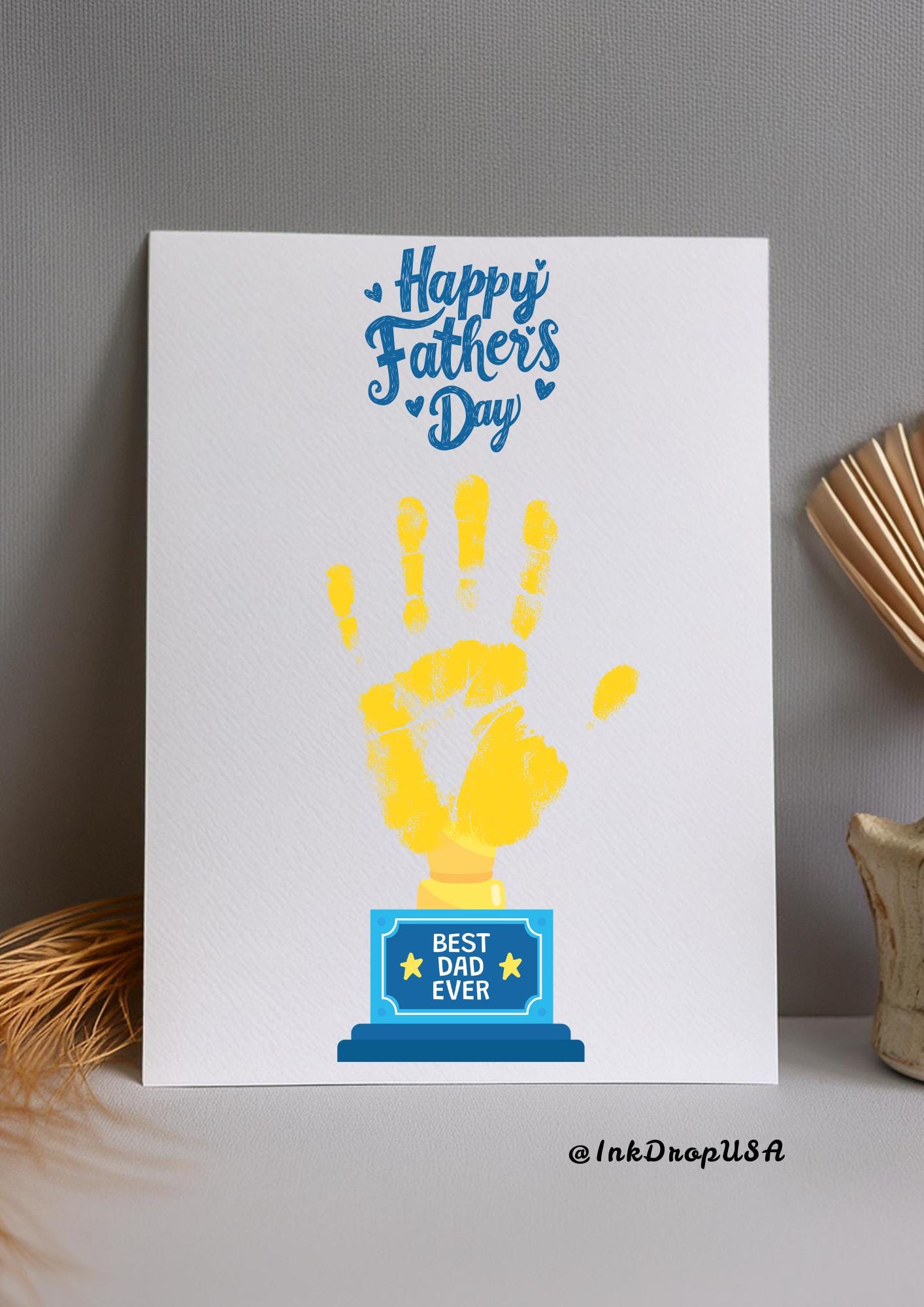 Father’s Day Handprint Art | Best Dad Ever Trophy | Kids DIY Gift ...