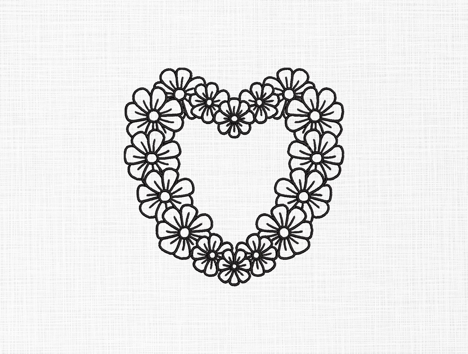Floral Heart Embroidery Design - Heart Design File - Heart Flower ...
