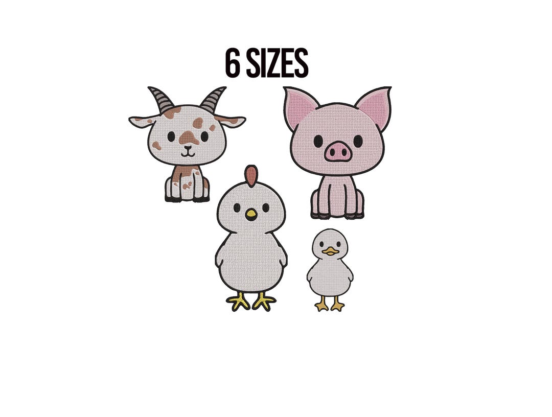 Cute Farm Animals Embroidery Designs, Mini Farm Animals Machine ...