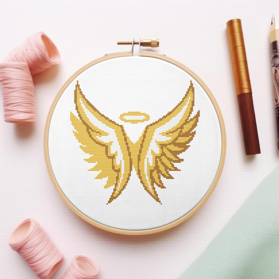 Angel Wing Cross Stitch Pattern | Elegant Embroidery | Digital Download ...