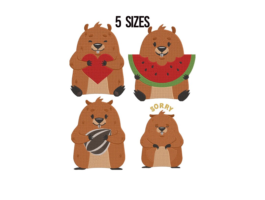 Set of Beaver Embroidery Design, Beaver Machine Embroidery Design, Cute ...