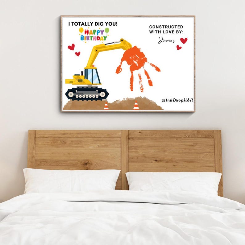 Birthday Handprint Art, I Totally Dig You, Kids Baby Toddler Keepsake ...