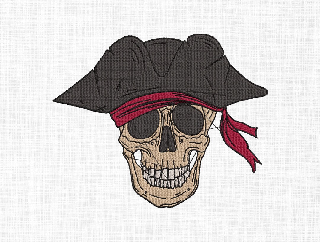 Pirate Skull Embroidery Design Files - Captain Hat Design Files - Skull ...