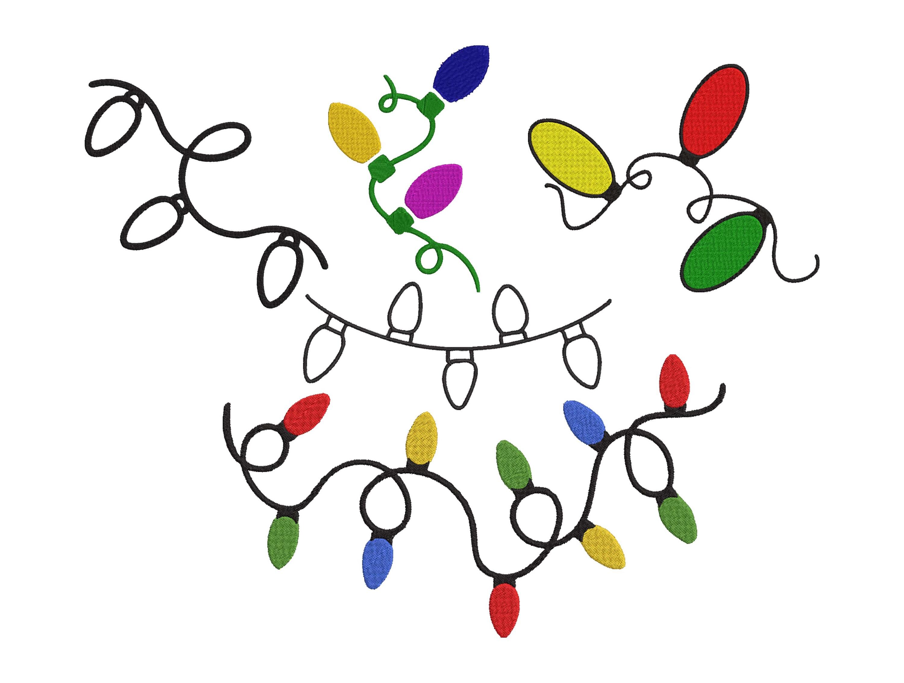 Christmas Lights Bundle Embroidery Design, Christmas Ornaments ...
