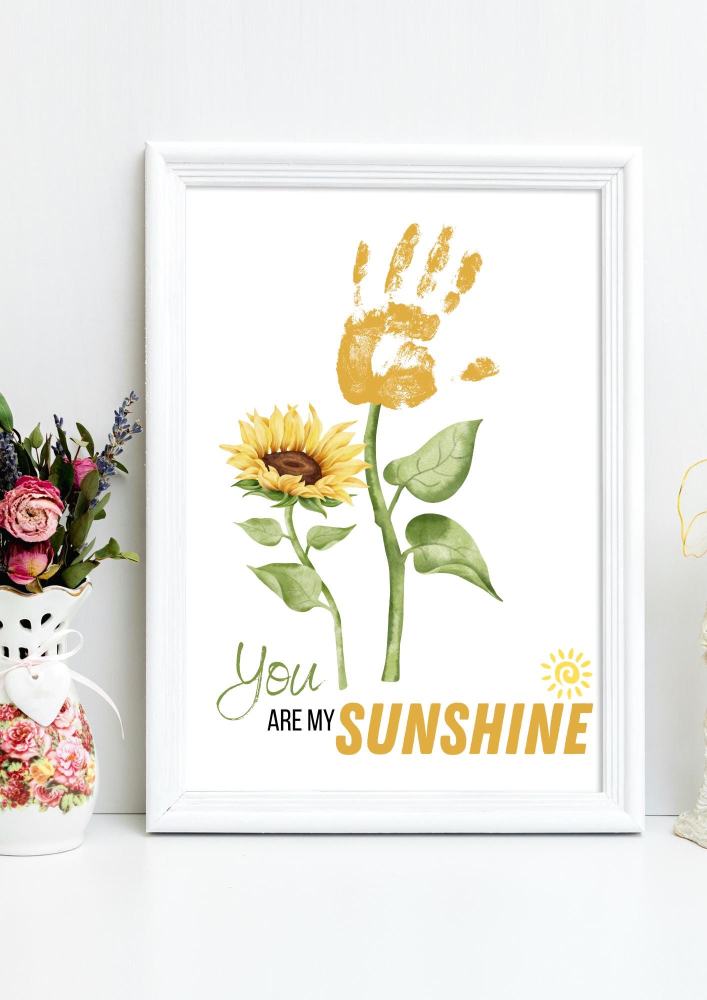 You Are My Sunshine Handprint Art, Sunflower Baby Keepsake, DIY Memory ...