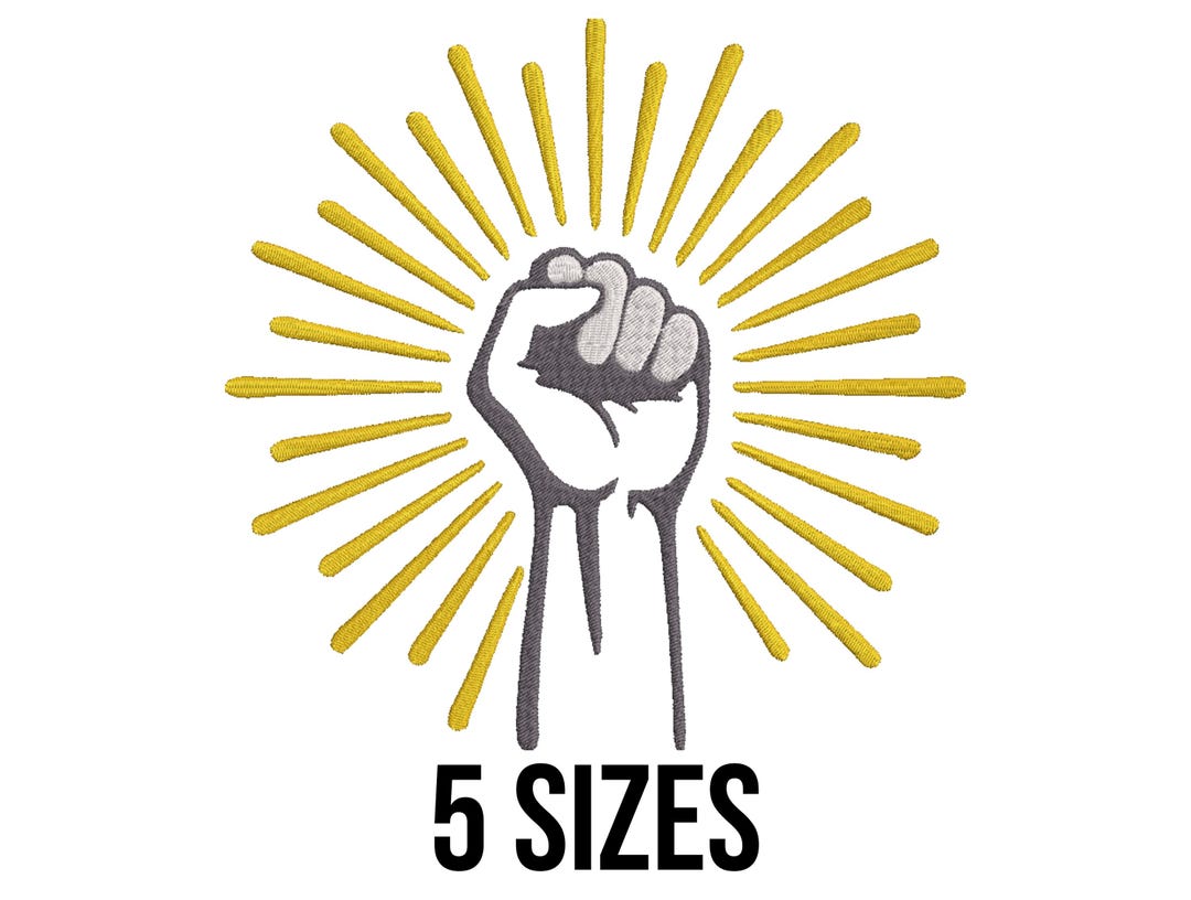 Hand Fist Embroidery Design, Hand Fist Embroidery Pattern, Raised Fist ...