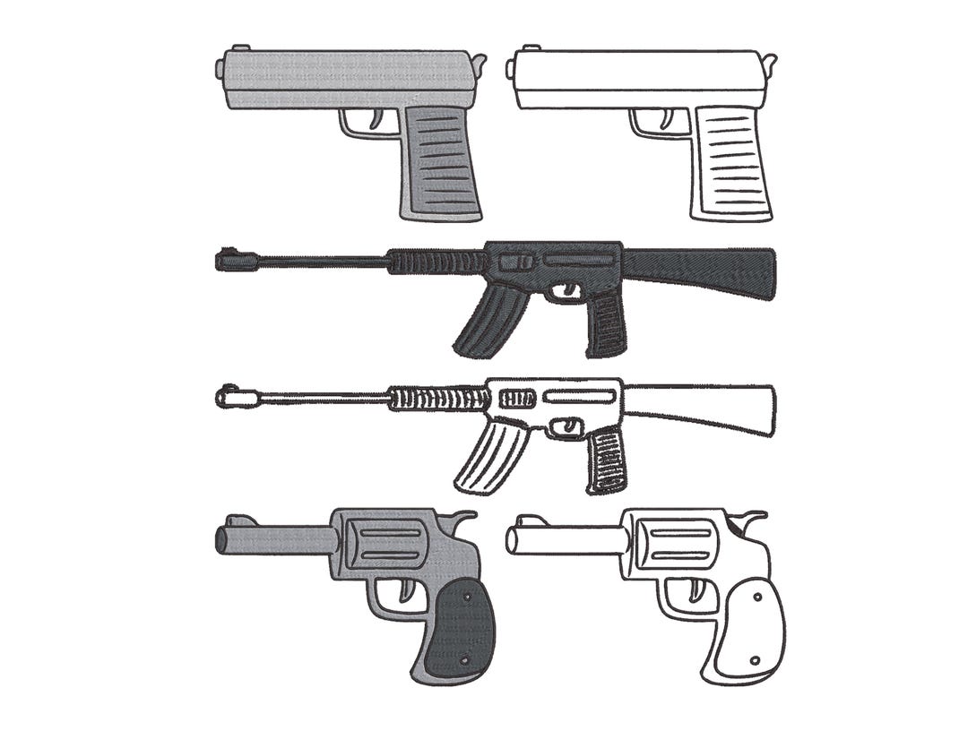 Gun Bundle Embroidery Design Files - Hand Gun Design Files - Cowboy Gun ...