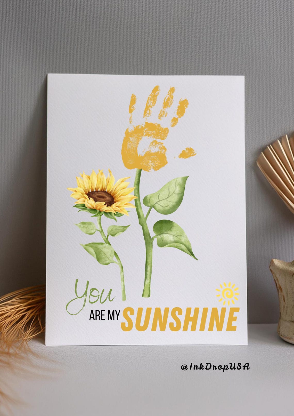 You Are My Sunshine Handprint Art, Sunflower Baby Keepsake, DIY Memory ...