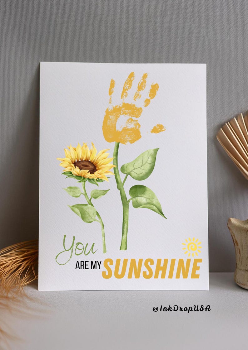 You Are My Sunshine Handprint Art, Sunflower Baby Keepsake, DIY Memory ...