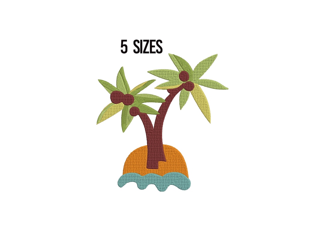 Coconut Palm Tree Embroidery Design, Coconut Palm Tree Machine ...