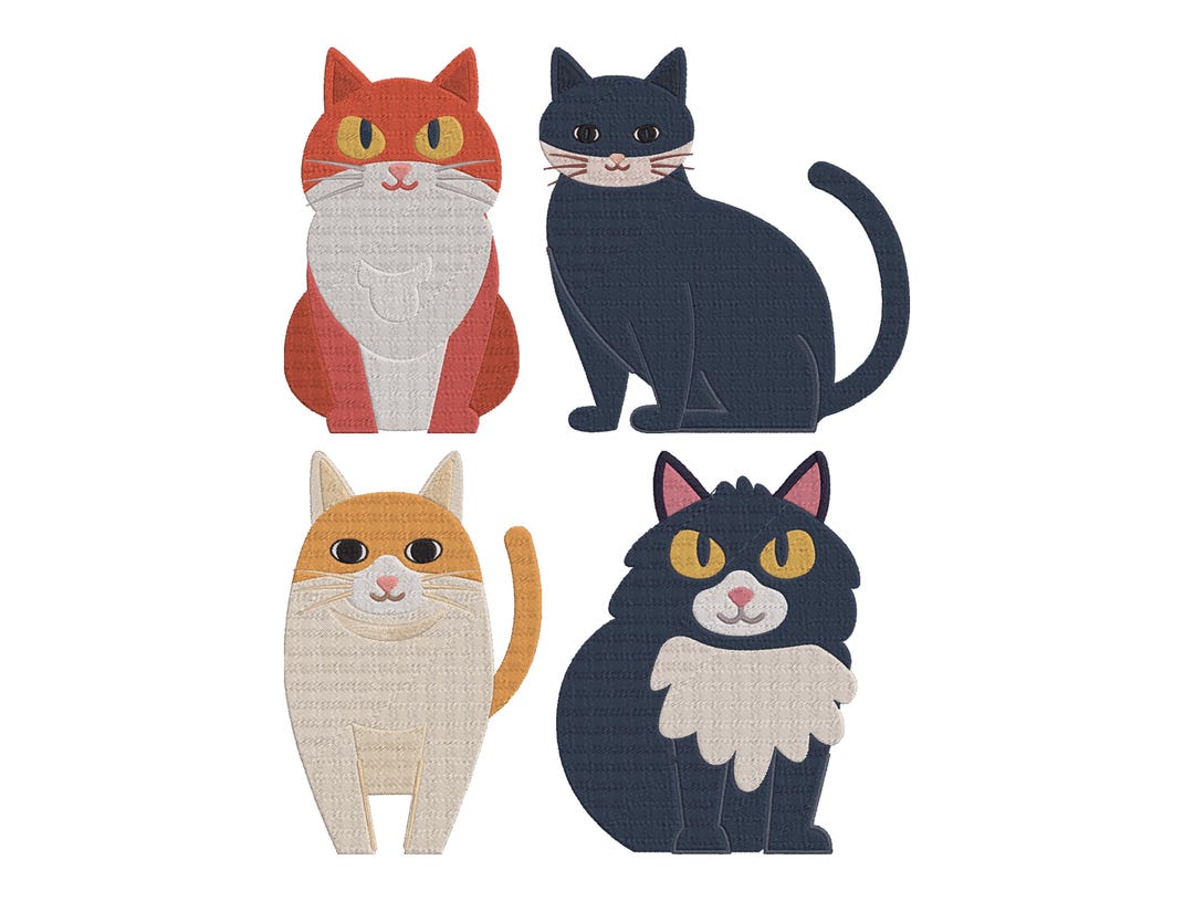 Cute Cats Bundle Embroidery Designs - Pet Animals Design Files - Stand ...