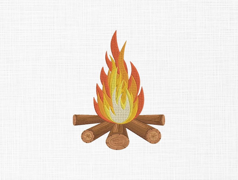 Bon Fire Embroidery Design - Camp Fire Embroidery Design - Bonfire ...