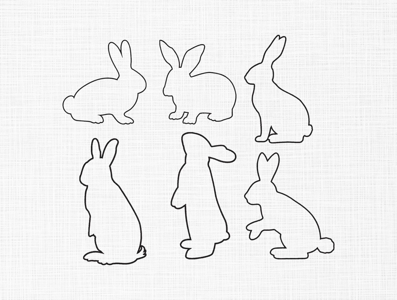 Easter Bunny Outline Embroidery Designs - Applique Rabbit Design Files ...
