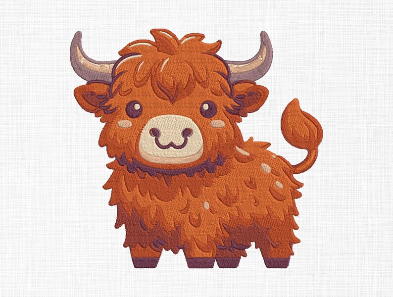 Highland Cow Embroidery Design - Farm Animal Design Files - Cute Baby ...
