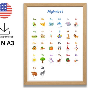 ABC Poster, English Alphabet Learning Poster for Kids (A3, A4 ...