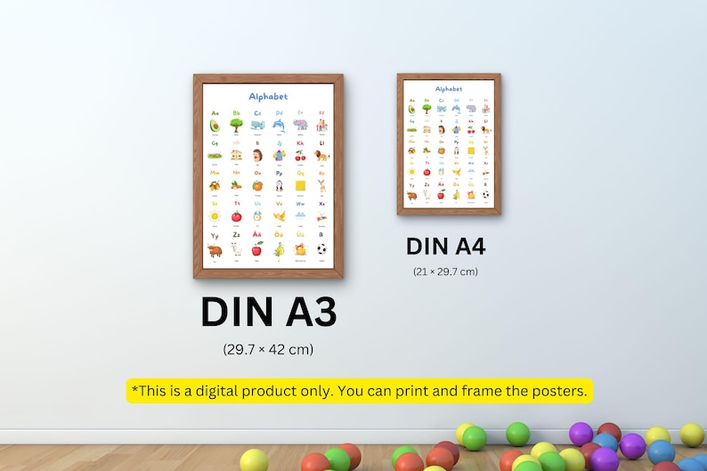 ABC Poster, English Alphabet Learning Poster for Kids (A3, A4 ...