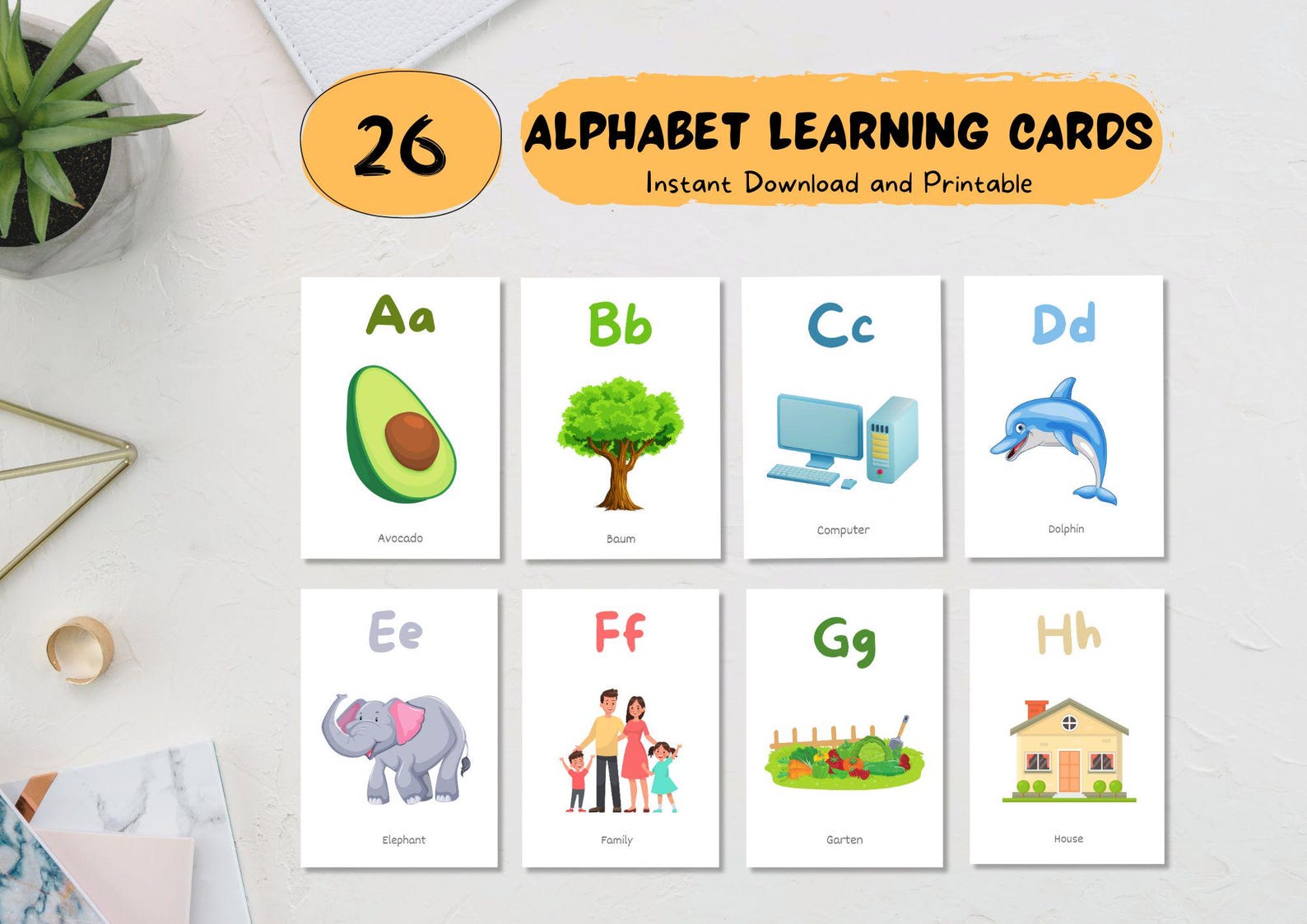 ABC Educational Cards PDF, A-Z Cards, Learn ABC, Alphabet Learning ...