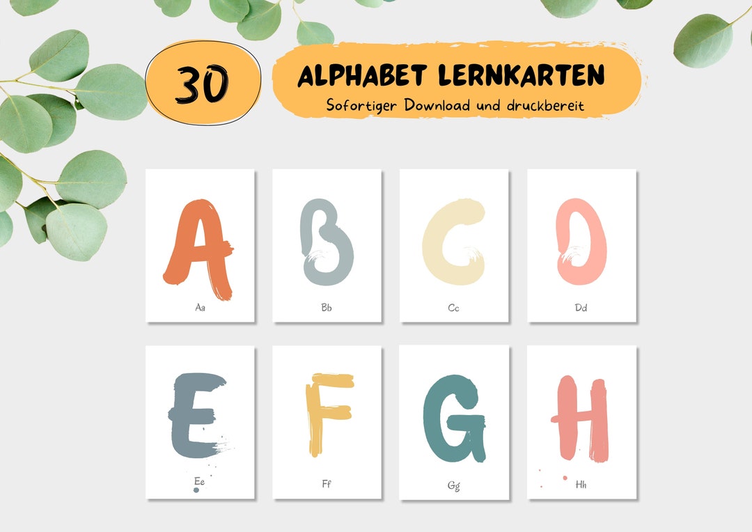 Alphabet Flashcards, Learn German ABC, ABC Flashcards, Kindergarten and ...