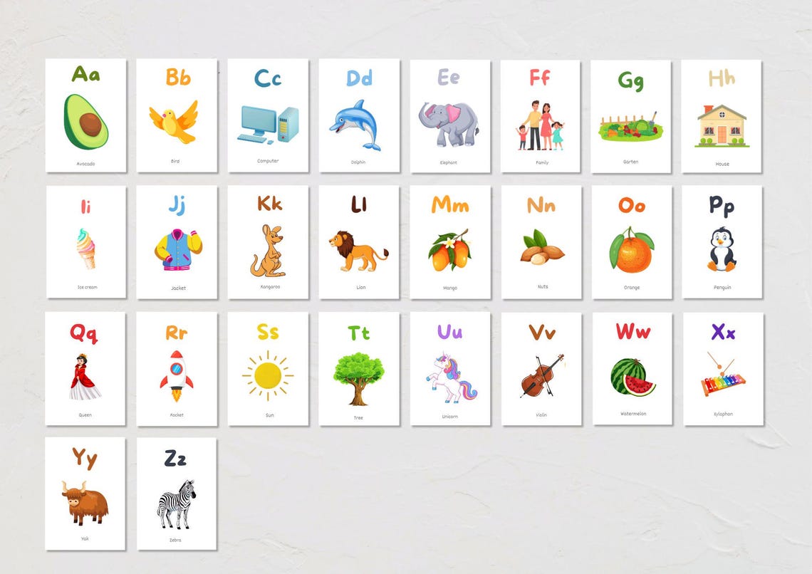 ABC Educational Cards PDF, A-Z Cards, Learn ABC, Alphabet Learning ...