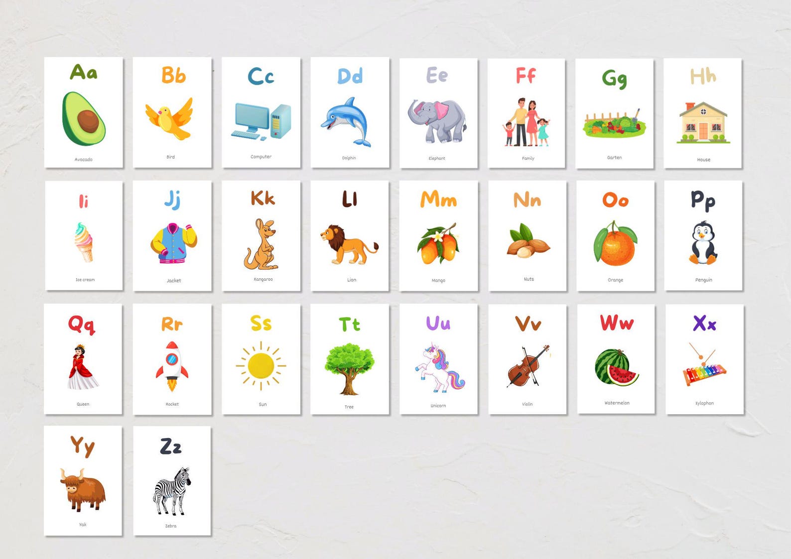 ABC Educational Cards PDF, A-Z Cards, Learn ABC, Alphabet Learning ...
