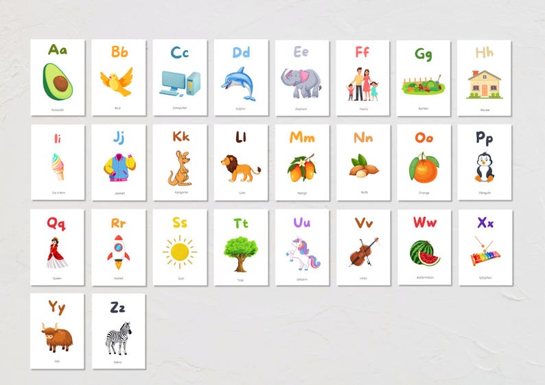 ABC Educational Cards PDF, A-Z Cards, Learn ABC, Alphabet Learning ...