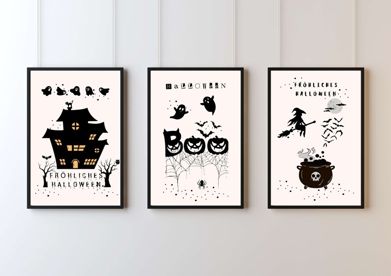 7 Halloween Posters Collection for Instant Room Decor Children's Room ...
