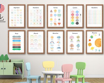 Learning Poster Set for Kids - Printable PDF | Montessori Posters ...