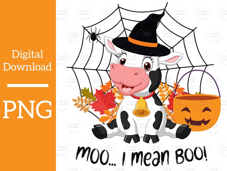 Halloween Cow Png, Cow Pintable Wall Art, Cute Halloween Cow, Fall Cow ...