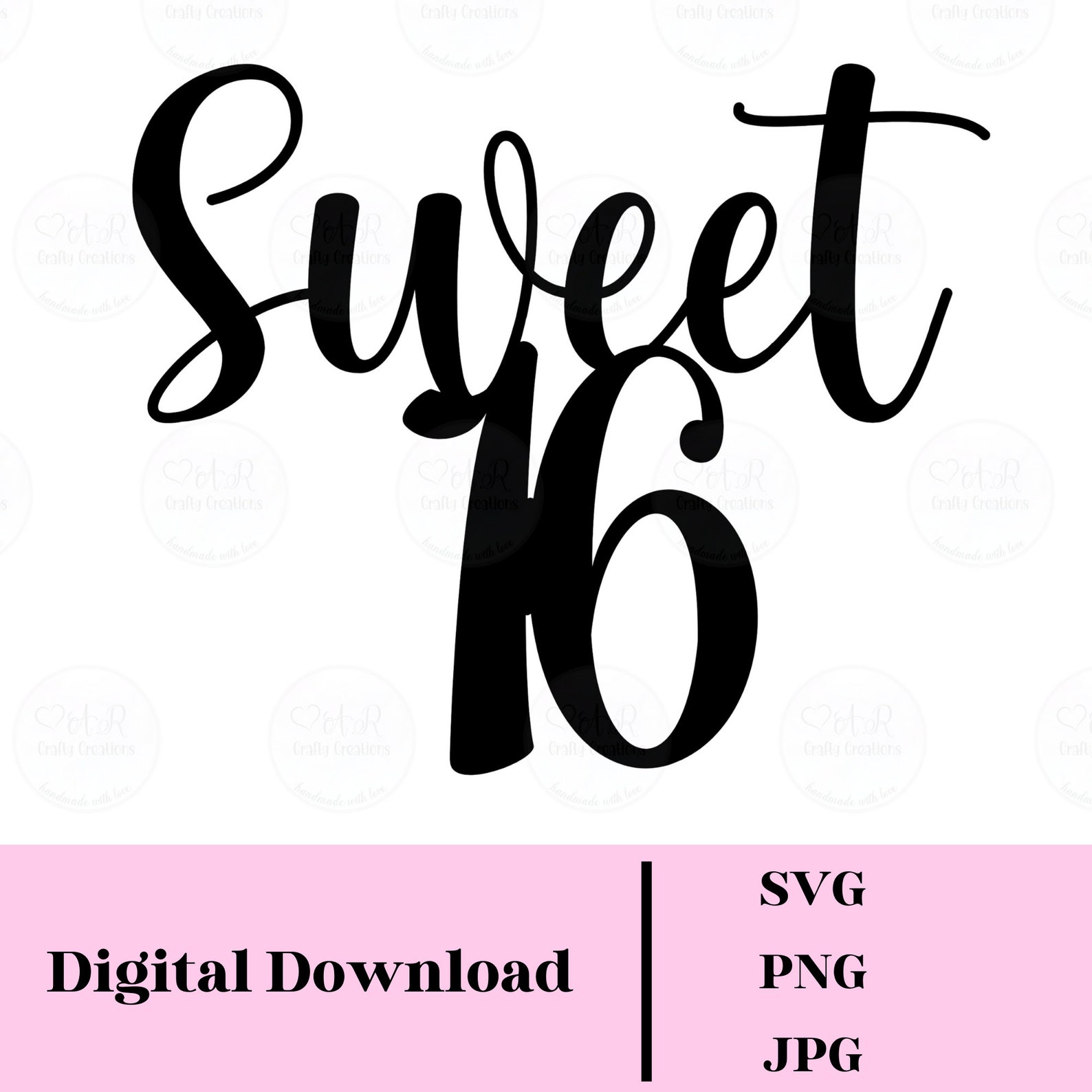 Sweet 16 Cake Topper, SVG, PNG, JPG, Sweet Sixteen, Cake Topper Svg ...