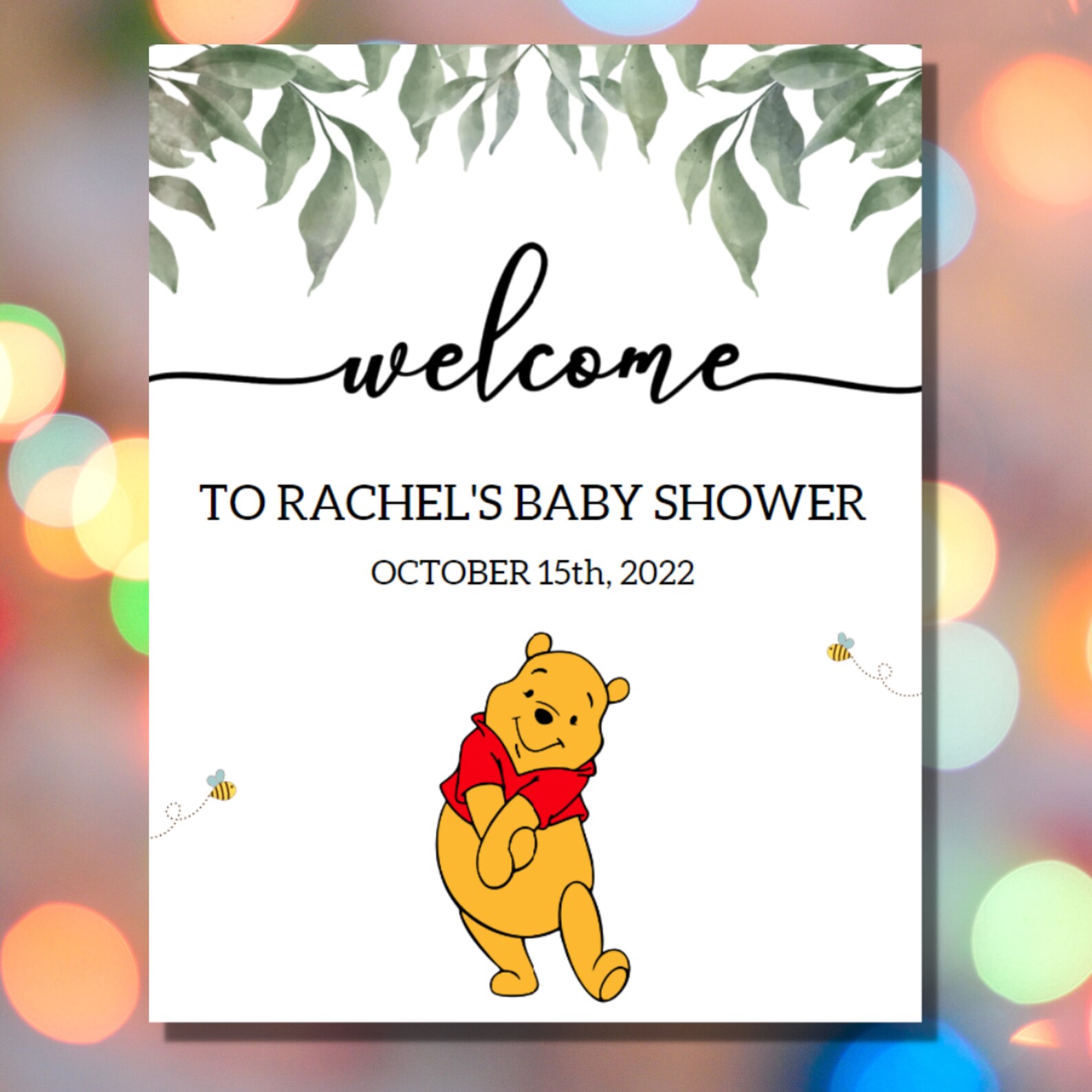 Winnie the Pooh Baby Shower Welcome Sign Template, Winnie the Pooh ...