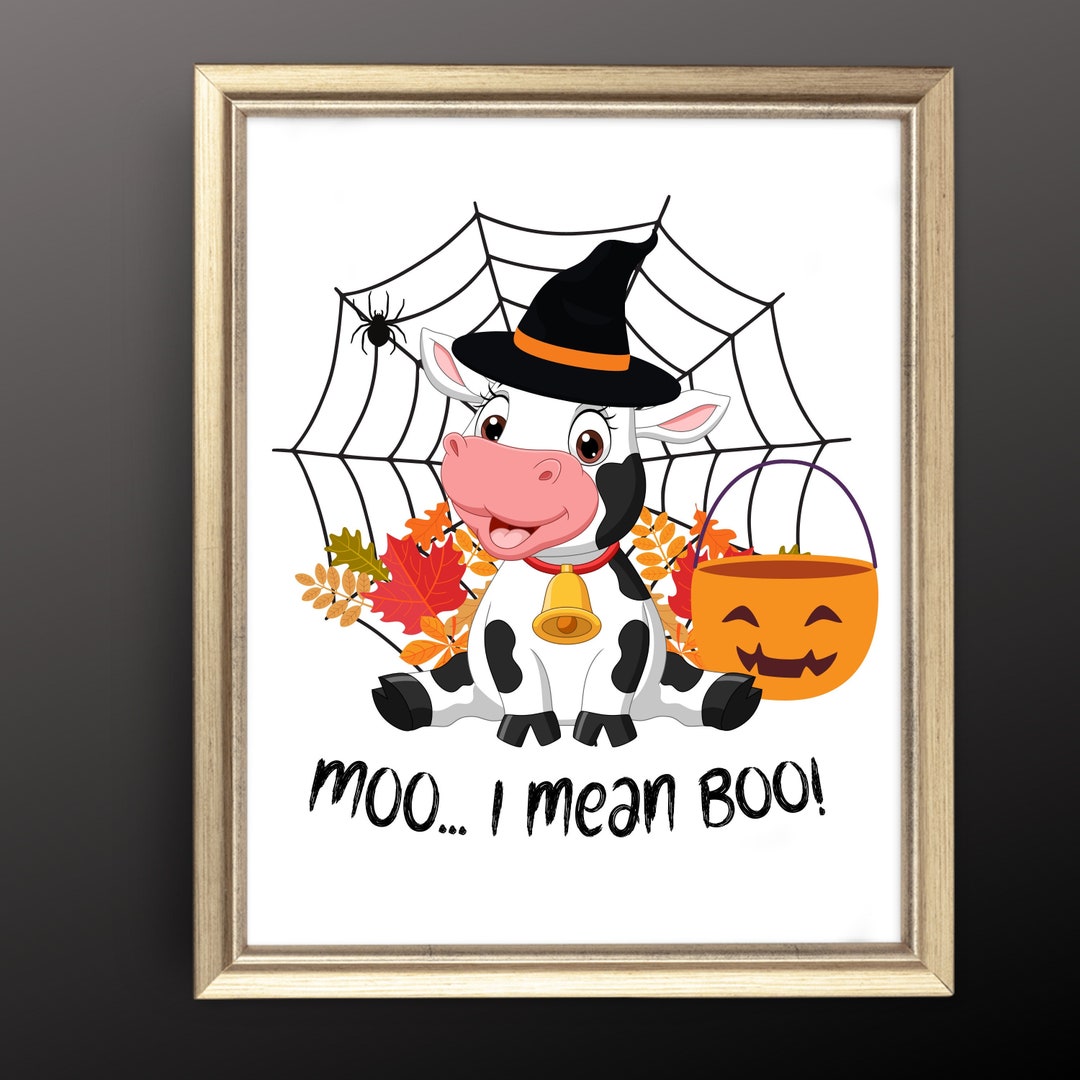 Halloween Cow Png, Cow Pintable Wall Art, Cute Halloween Cow, Fall Cow ...