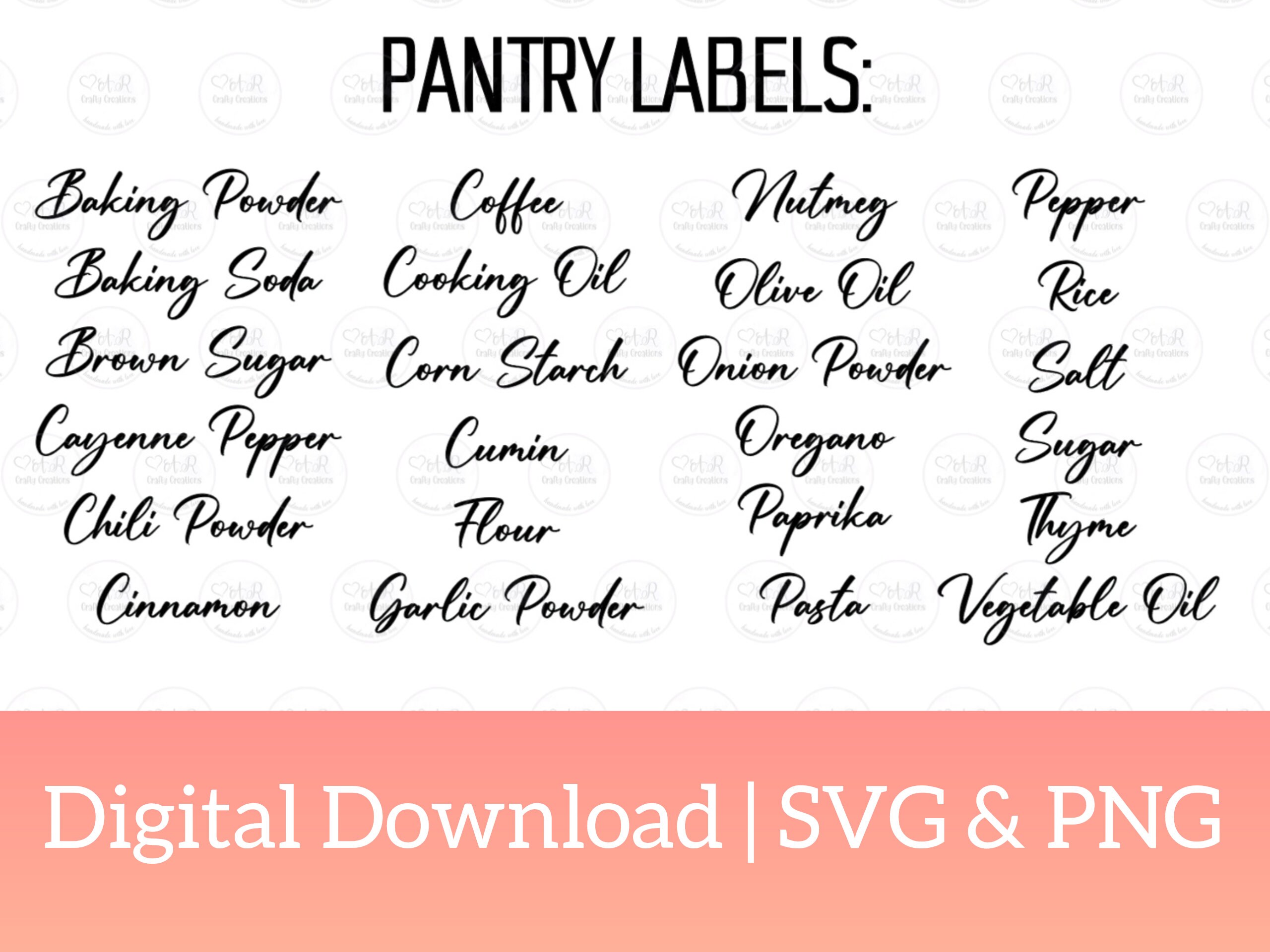 Pantry Labels Svg Bundle, 24 Different Words, Free Commercial Physical ...