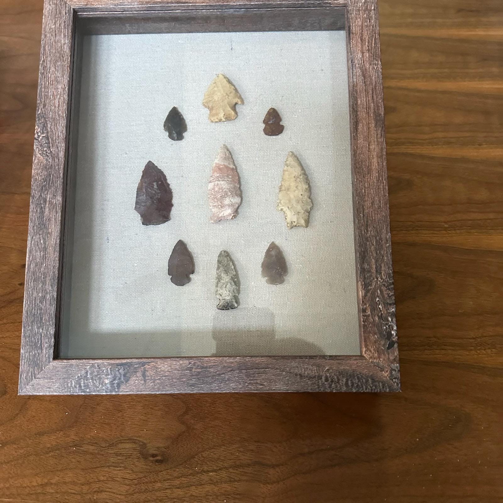 American Indians Artifacts Arrowheads Displays Shadow Box Wall Decor ...