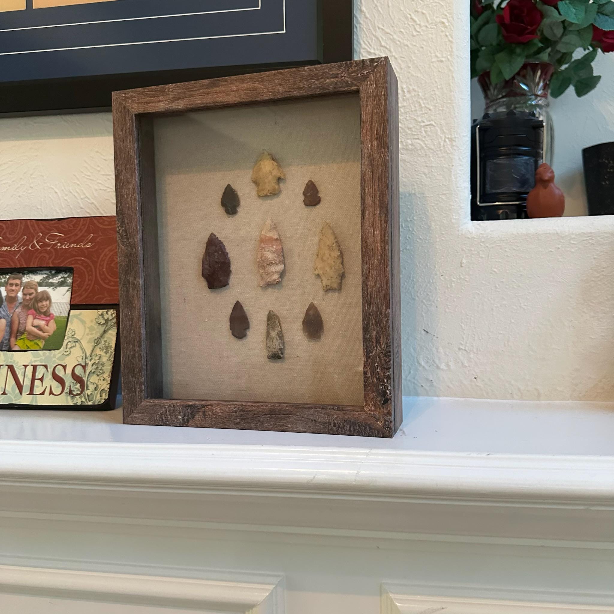 American Indians Artifacts Arrowheads Displays Shadow Box Wall Decor ...