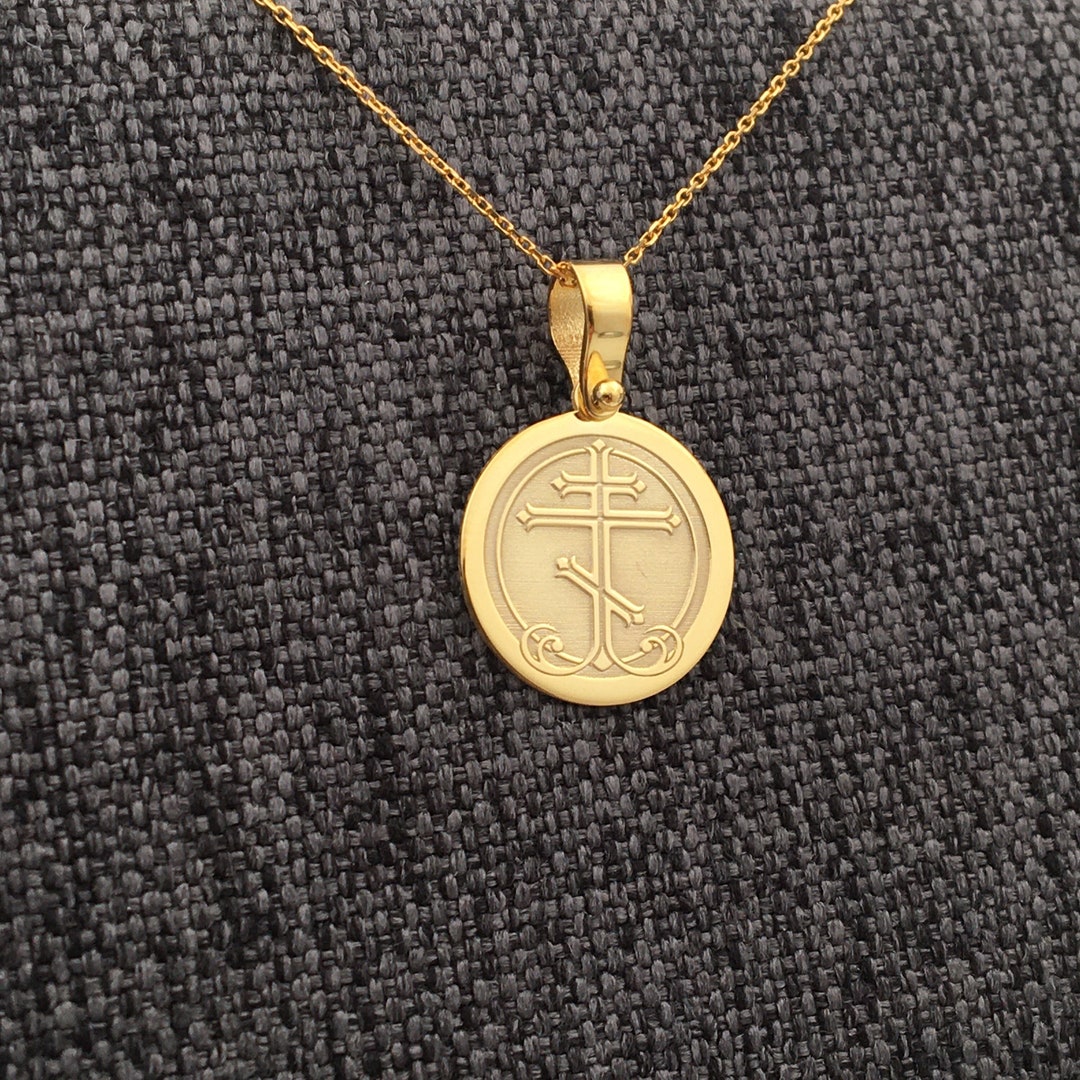 14k Solid Gold Constantine Cross Pendant Necklace - Personalized ...