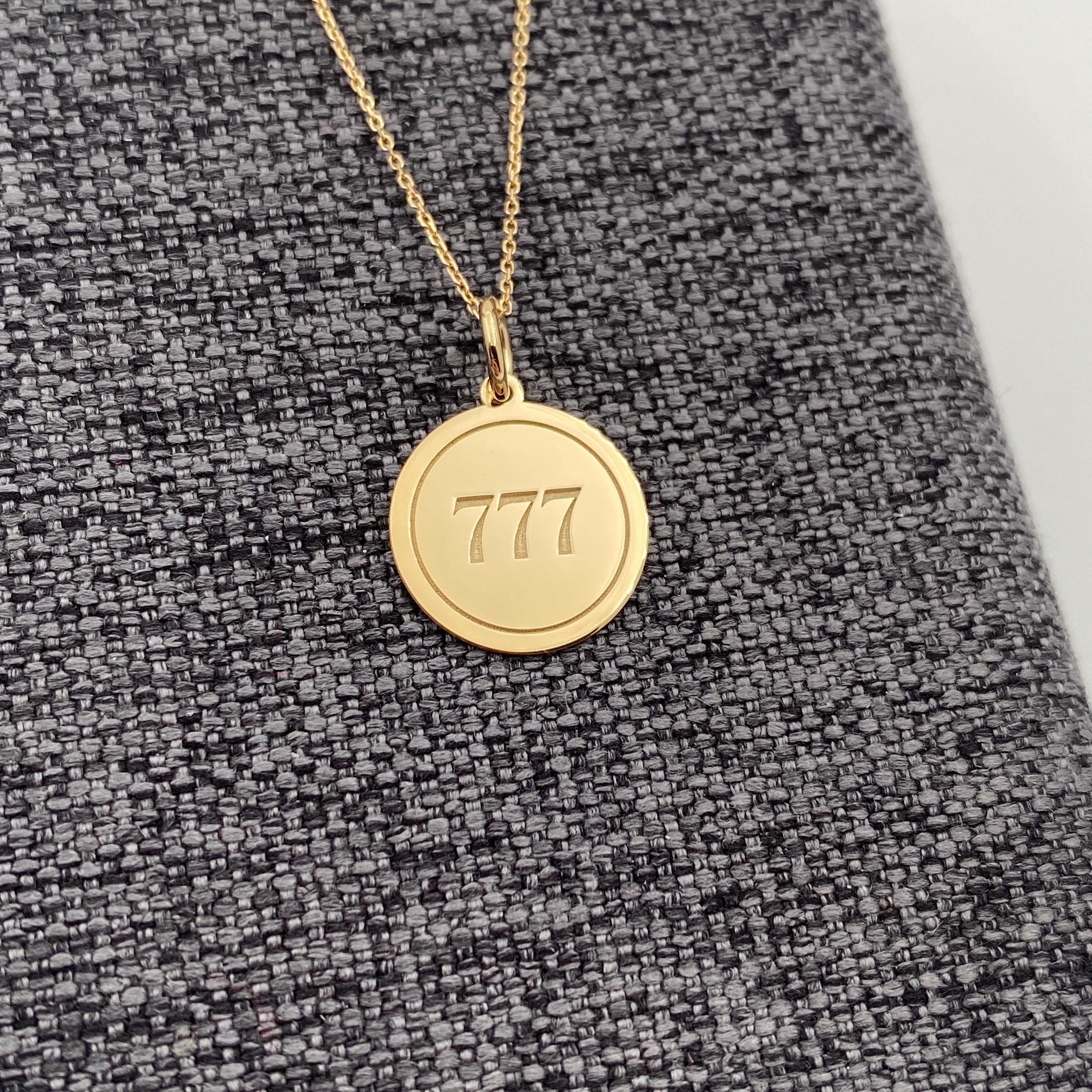 14k Solid Gold 777 Angel Number Necklace: Personalized Lucky Pendant - Etsy
