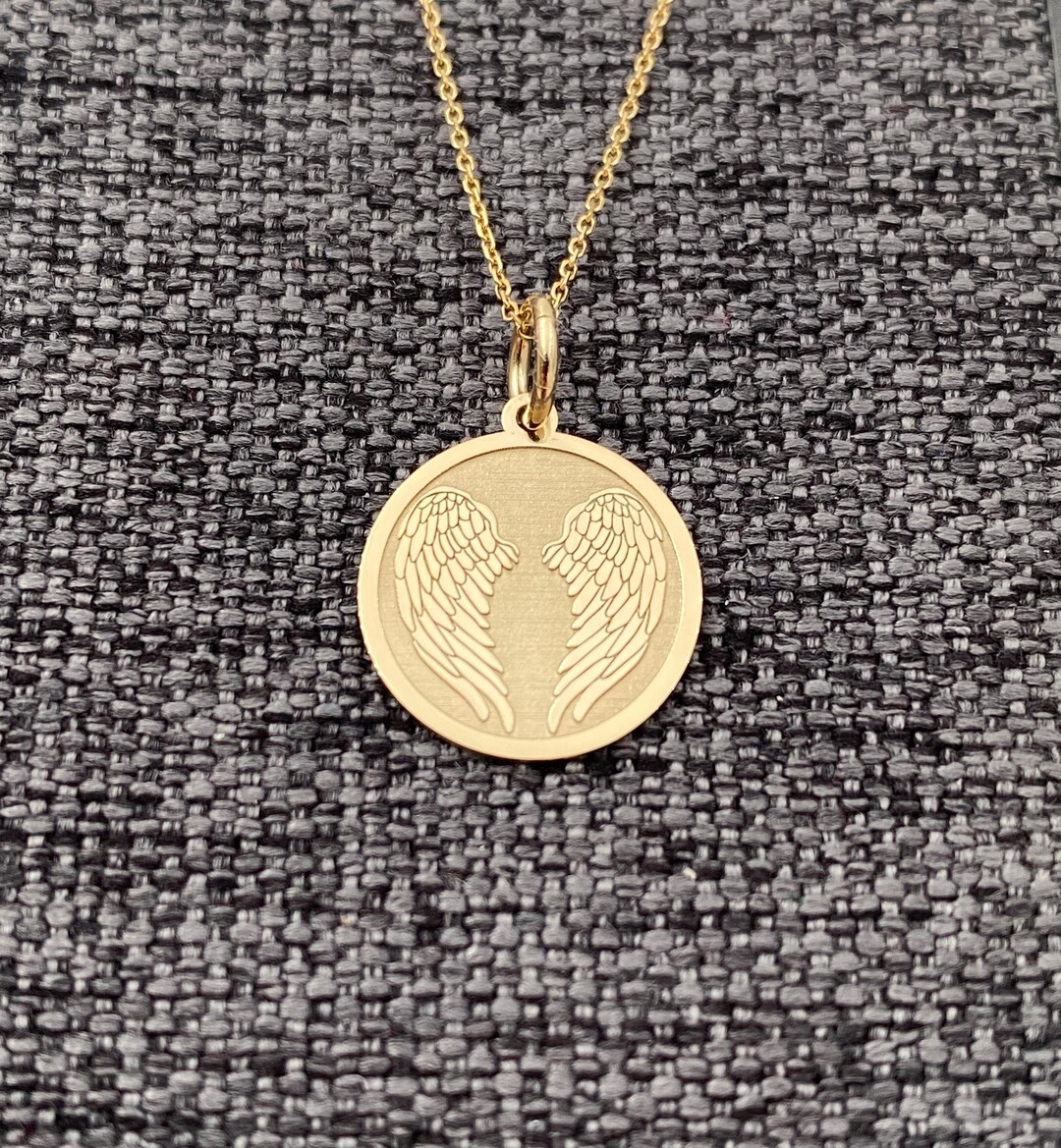 14k Solid Gold Angel Wings Necklace: Personalized Pendant - Etsy
