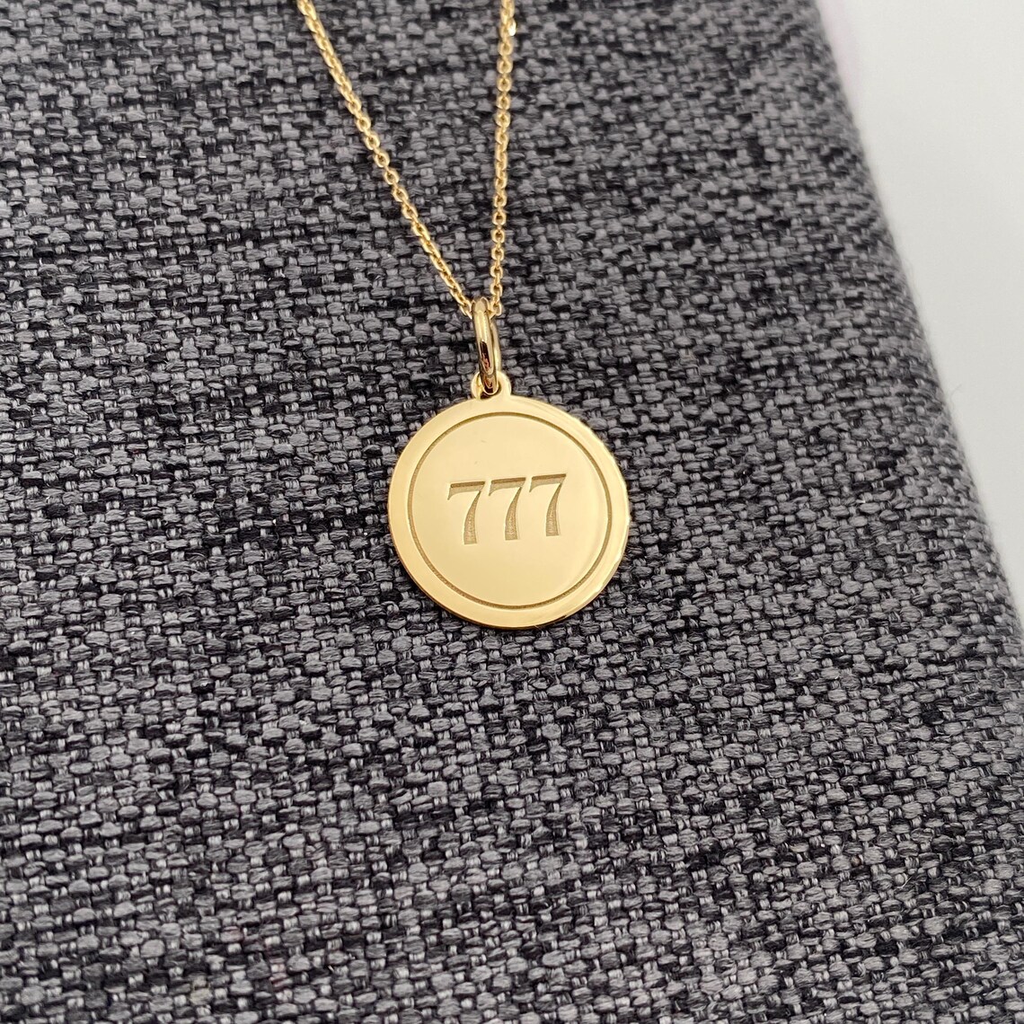 14k Solid Gold 777 Necklace, Angel Number Jewelry for Luck, Lucky 777 ...