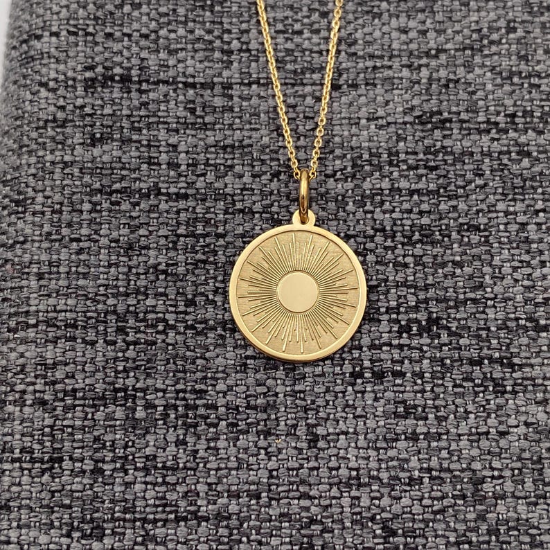 14k Solid Gold Sun Necklace: Personalized Sunshine Pendant - Etsy