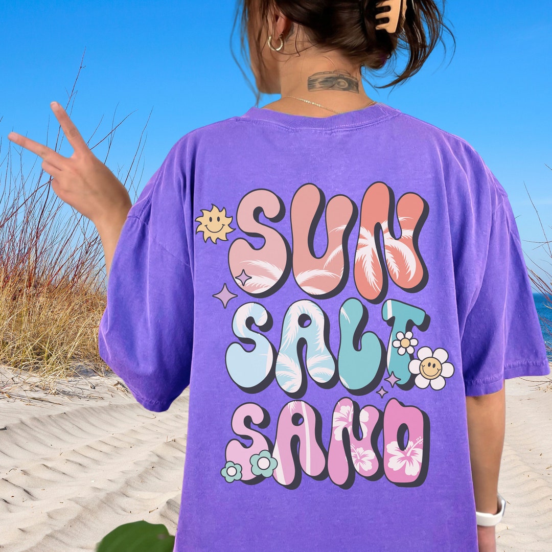 Sun Salt Sand Retro Smiley T-Shirt Beach Shirts para mujeres Happy Face ...