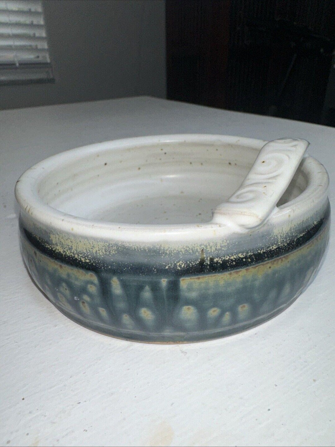 Studio Art Pottery Ceramic Bowl Mustache Drip Glaze Stoneware Blue ...