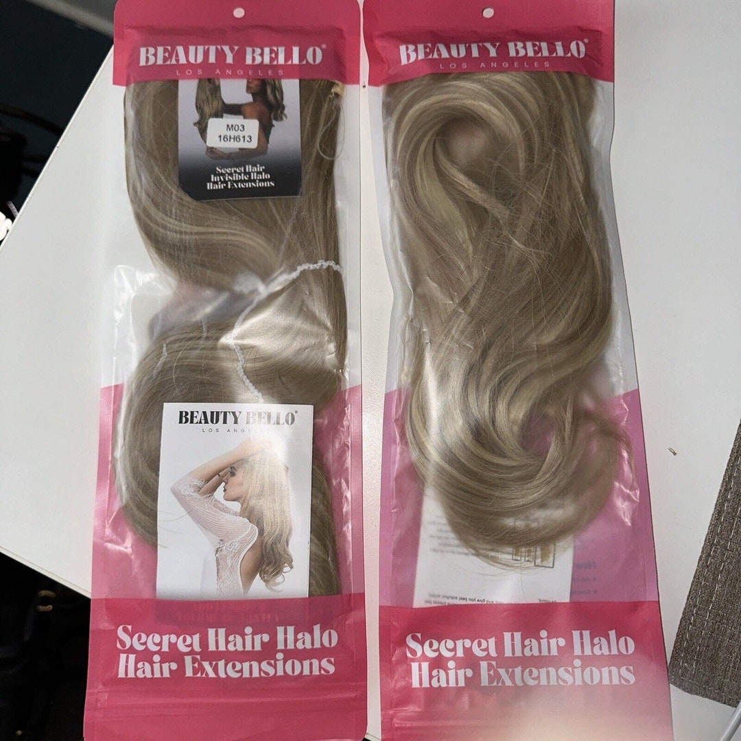 Set up 2 Beauty Bello Halo Ash Color Hair Extensions. 16 Inches Each. - Etsy