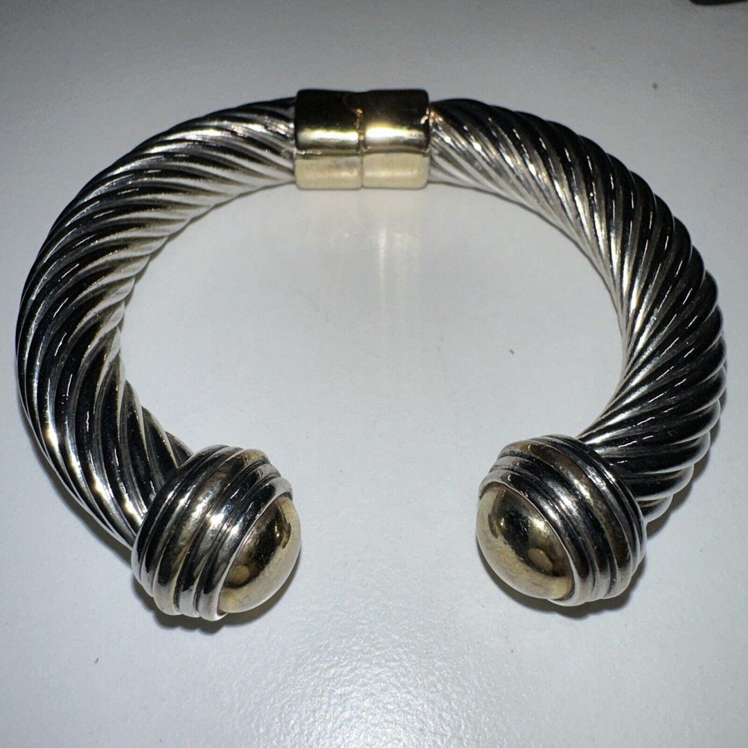 Vintage Cable, Two Tone, Hinged With Amber/gold Rhinestone Cuff ...