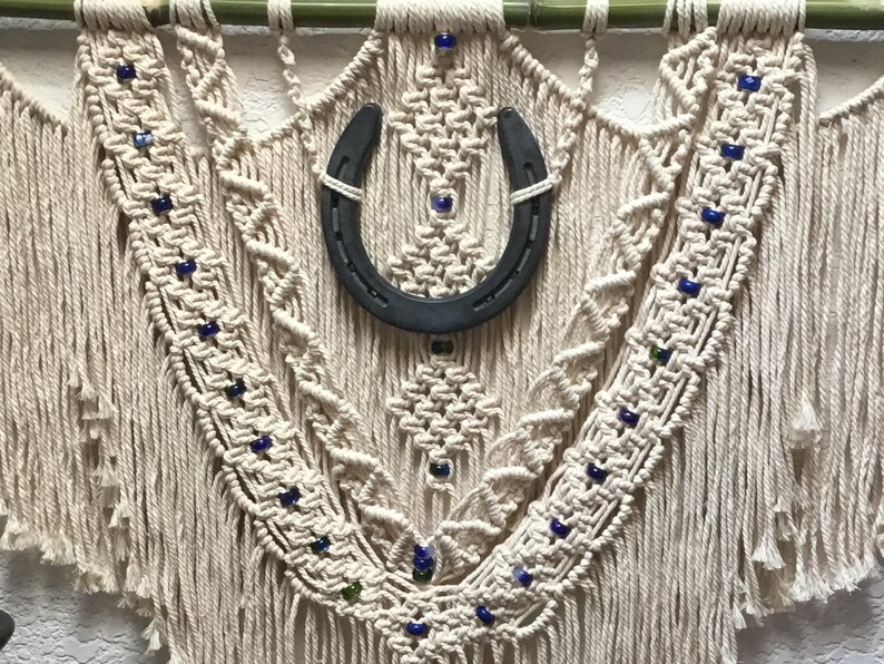 Lovely Macrame Wall Hanging With Horseshoe Accent - Etsy
