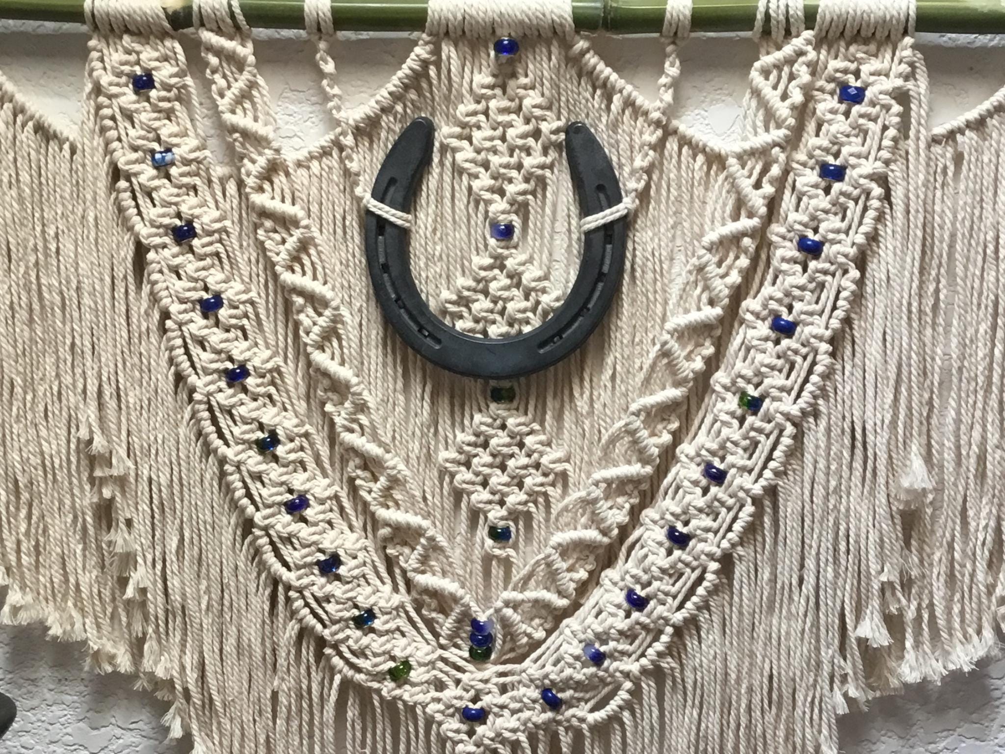Lovely Macrame Wall Hanging With Horseshoe Accent - Etsy