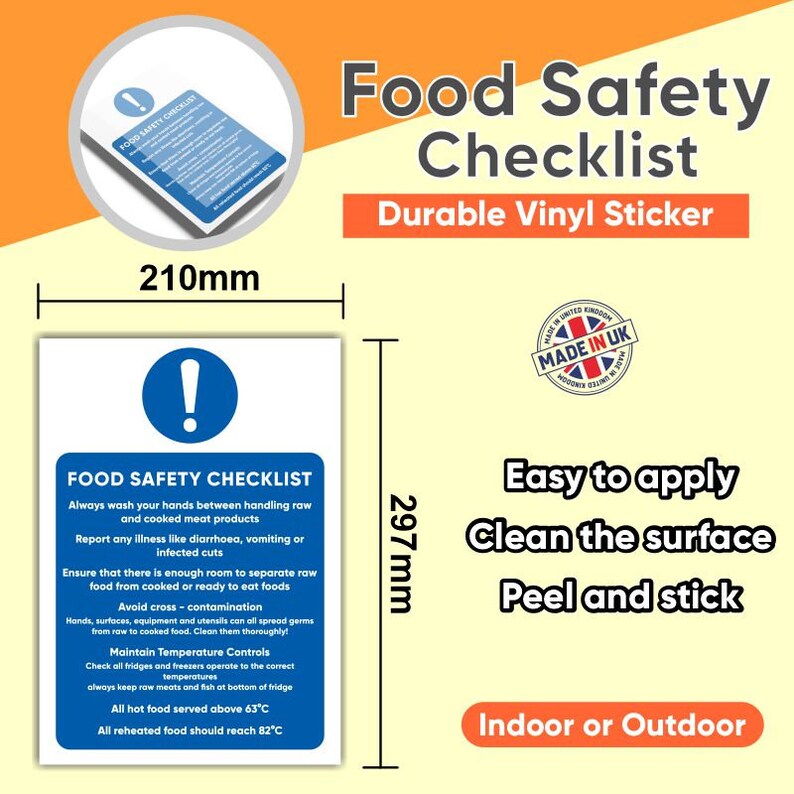 A4 Food Safety Checklist, Safety Temperatures, Prevent Cross ...
