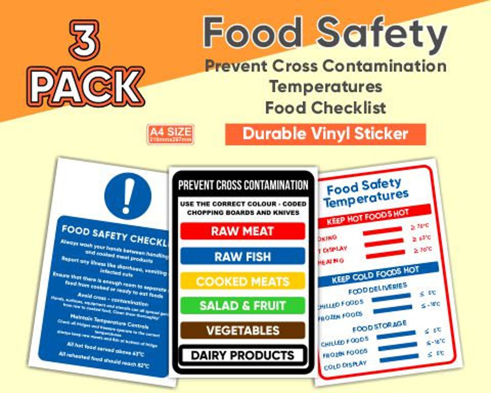 A4 Food Safety Checklist, Safety Temperatures, Prevent Cross ...