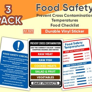 A4 Food Safety Checklist, Safety Temperatures, Prevent Cross ...