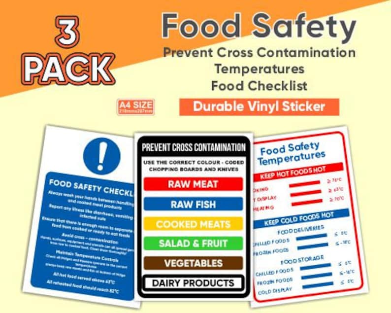 A4 Food Safety Checklist, Safety Temperatures, Prevent Cross ...