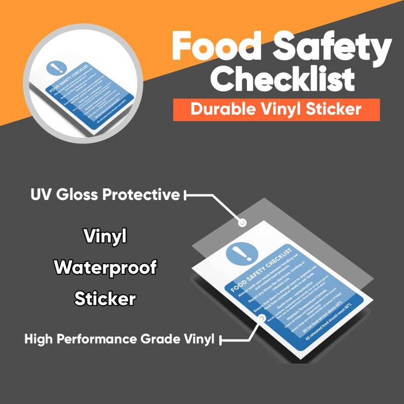 A4 Food Safety Checklist Vinyl Sticker - Hot Cold Food Temperature Food Hygiene Regulation ...